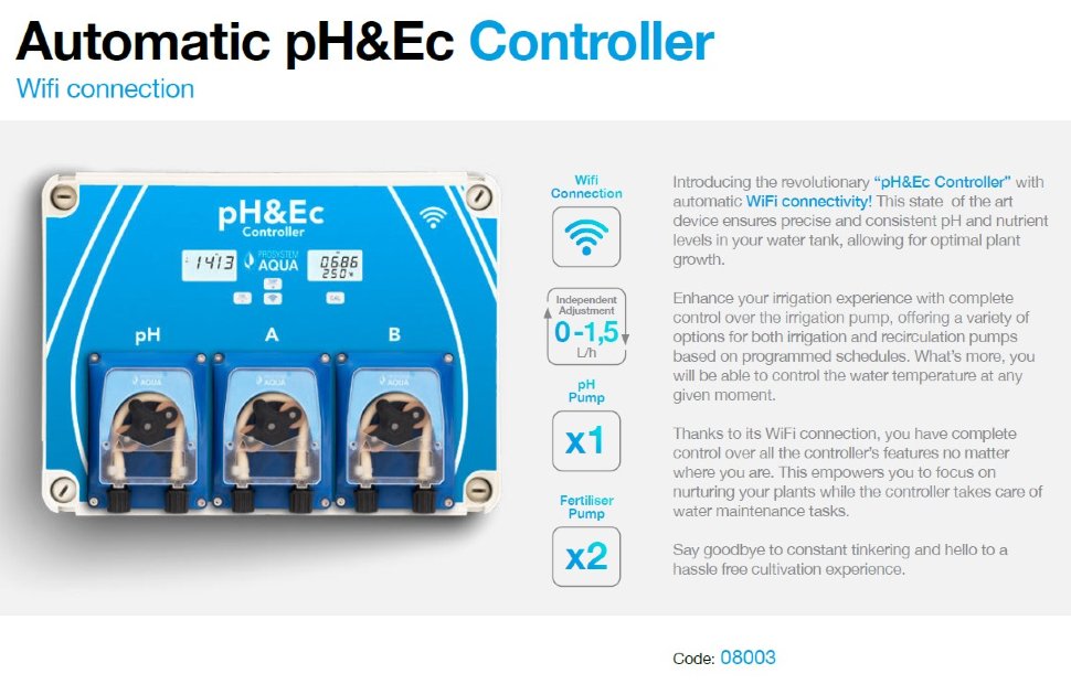 Automatic pH&Ec Controller with water temperature measurement and two ...